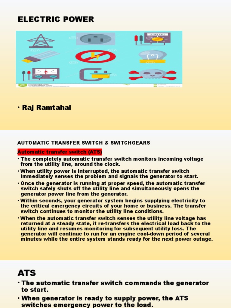 Session 12 Electric Power Ats and Switchgears | PDF | Electrical Equipment | Physical Quantities