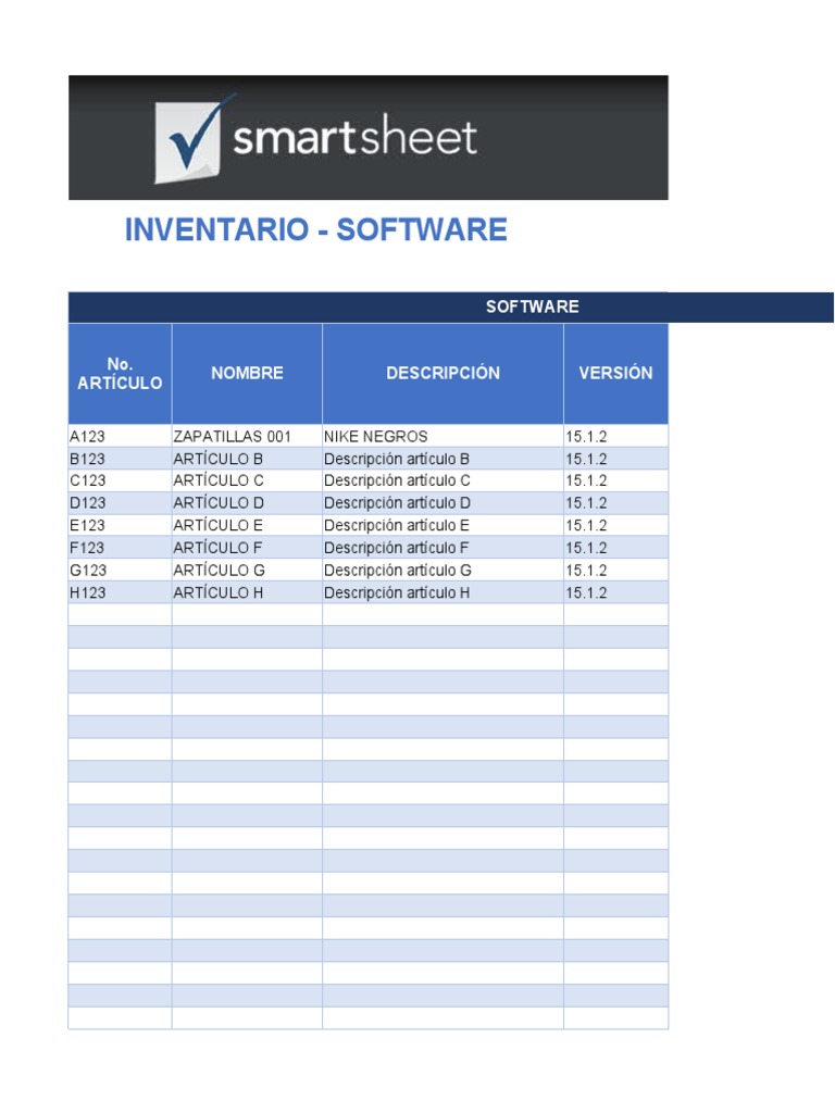Plantilla para El Control de Inventario de Software | PDF | Informática ...