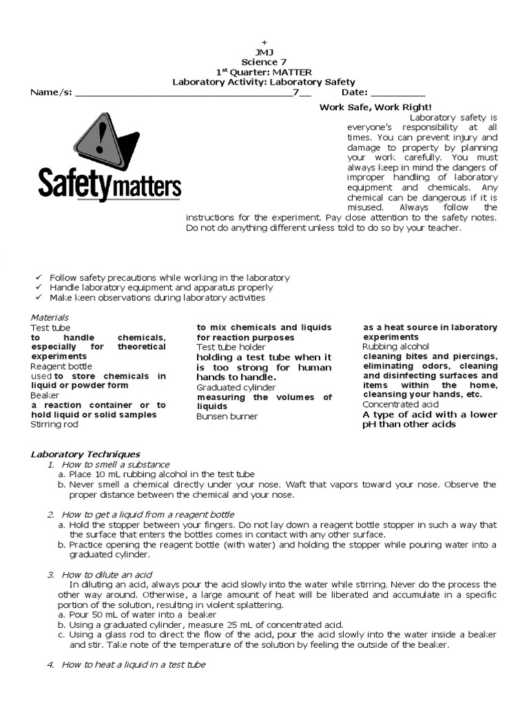 G7 1Q Lab WorkSafeWorkR | PDF | Laboratories | Odor