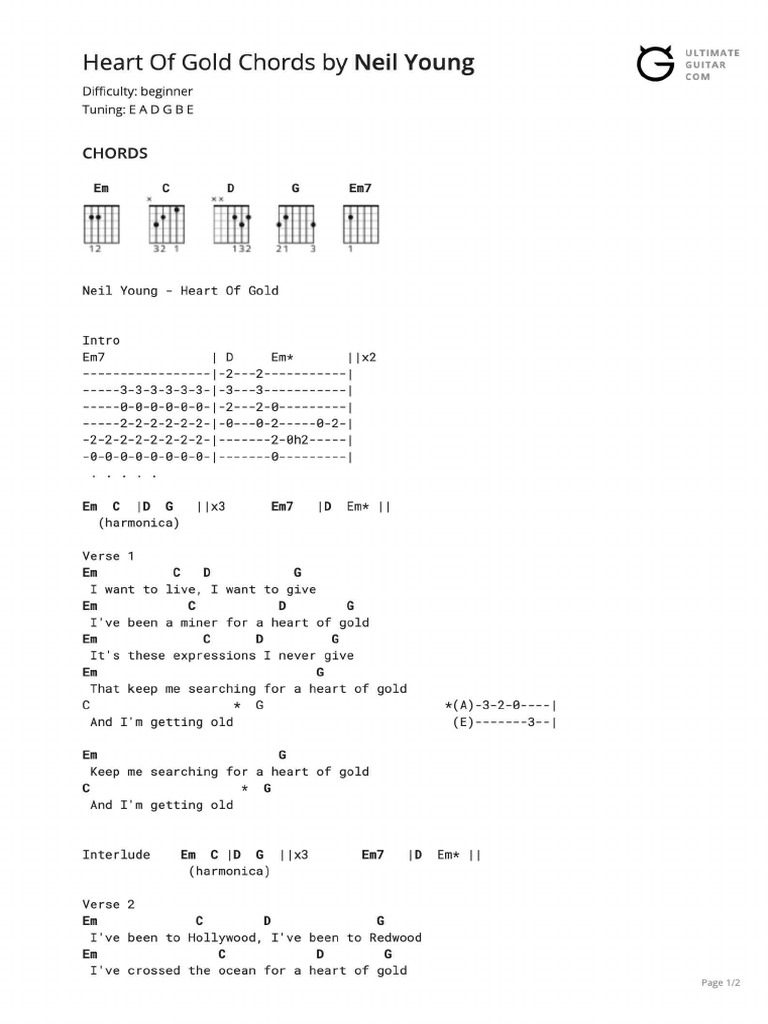 Heart of Gold Chords | PDF