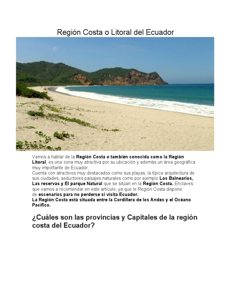 Características de la Región Costa Ecuador | PDF | Ecuador