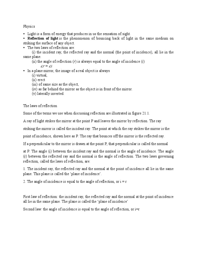 Laws of Reflection | PDF | Mirror | Reflection (Physics)