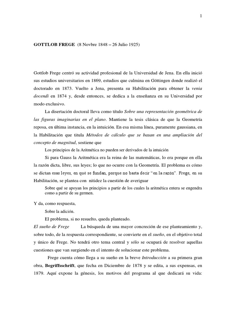Gottlob Frege PDF | PDF | Gottlob Frege | Lógica de primer orden