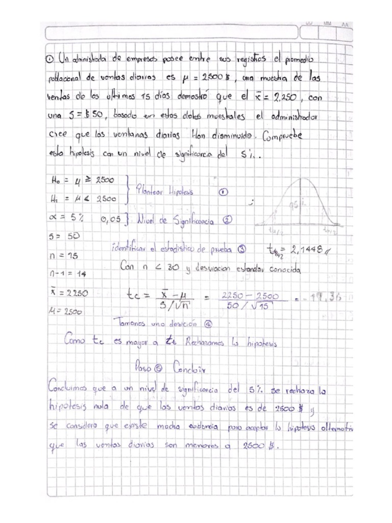Prueba de Hipotesis Ejercicios | PDF