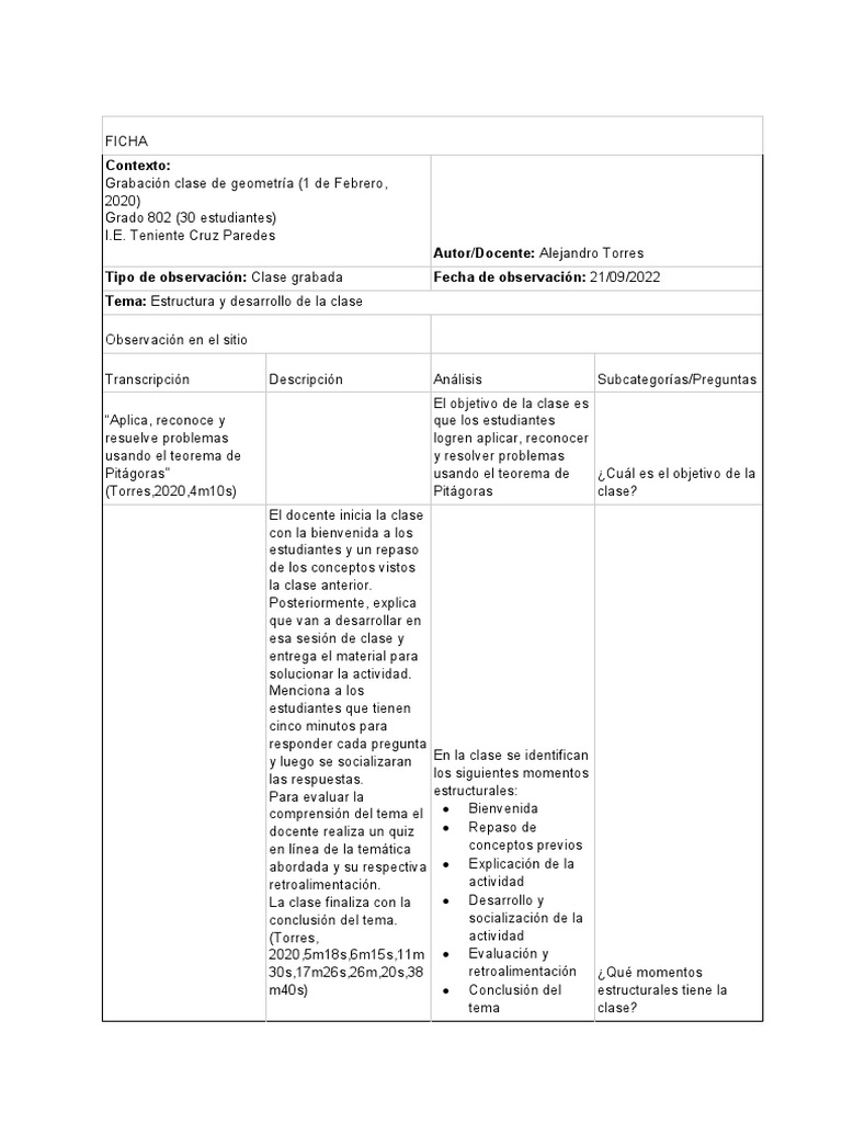 Ficha-Clase Grabada | PDF | Cognición