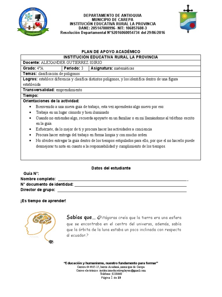 Plan De Matematicas Grado 4 Pdf