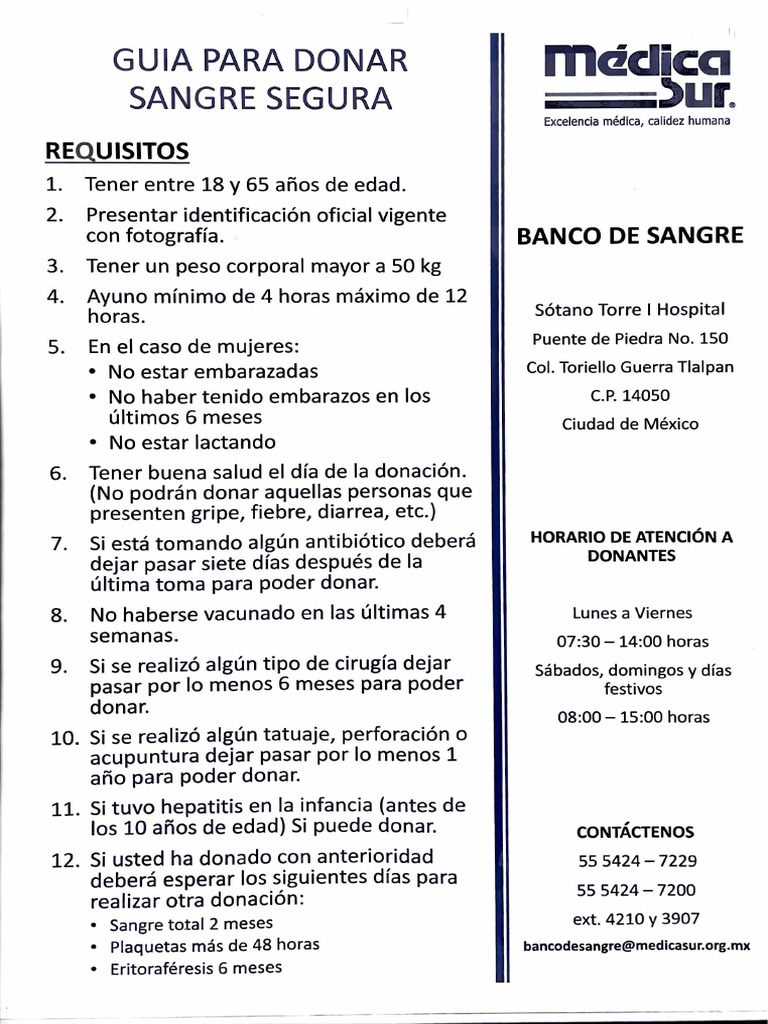 Requisitos para Donar Sangre en México | PDF | Donación de sangre | Sangre