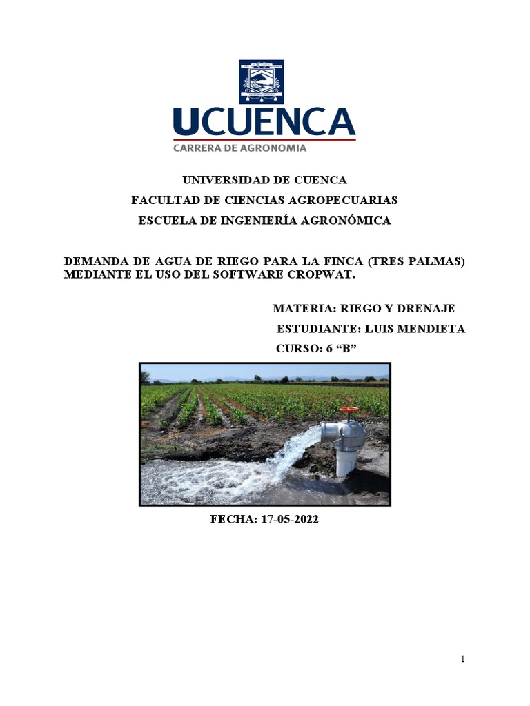 Luis Mendieta - 6B - Informe de Demanda de Riego | PDF ...