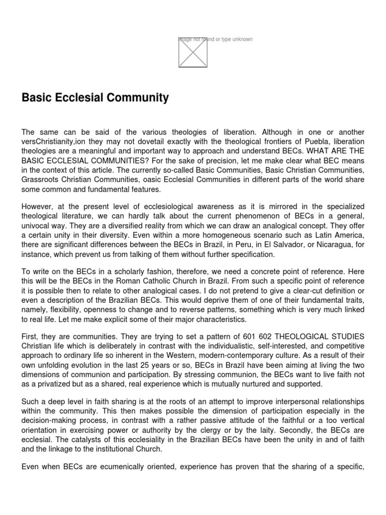 Basic Ecclesial Community Pdf Sacraments Catholic Church
