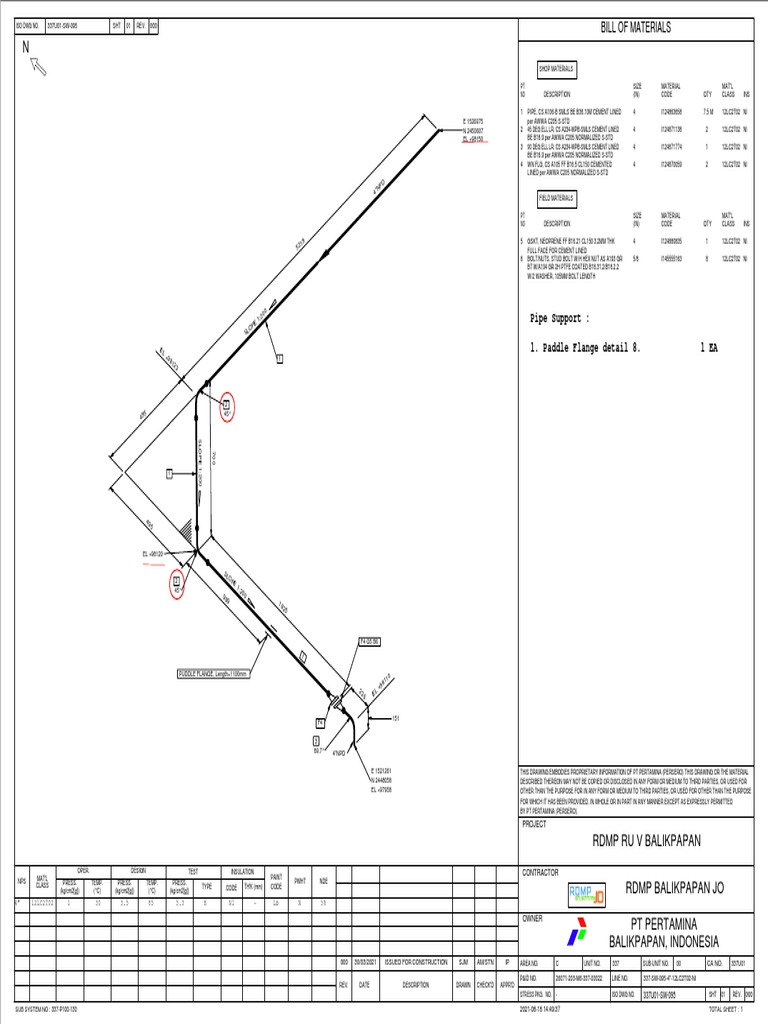 Pipe Support: 1. Paddle Flange Detail 8. 1 EA: Bill of Materials | PDF ...