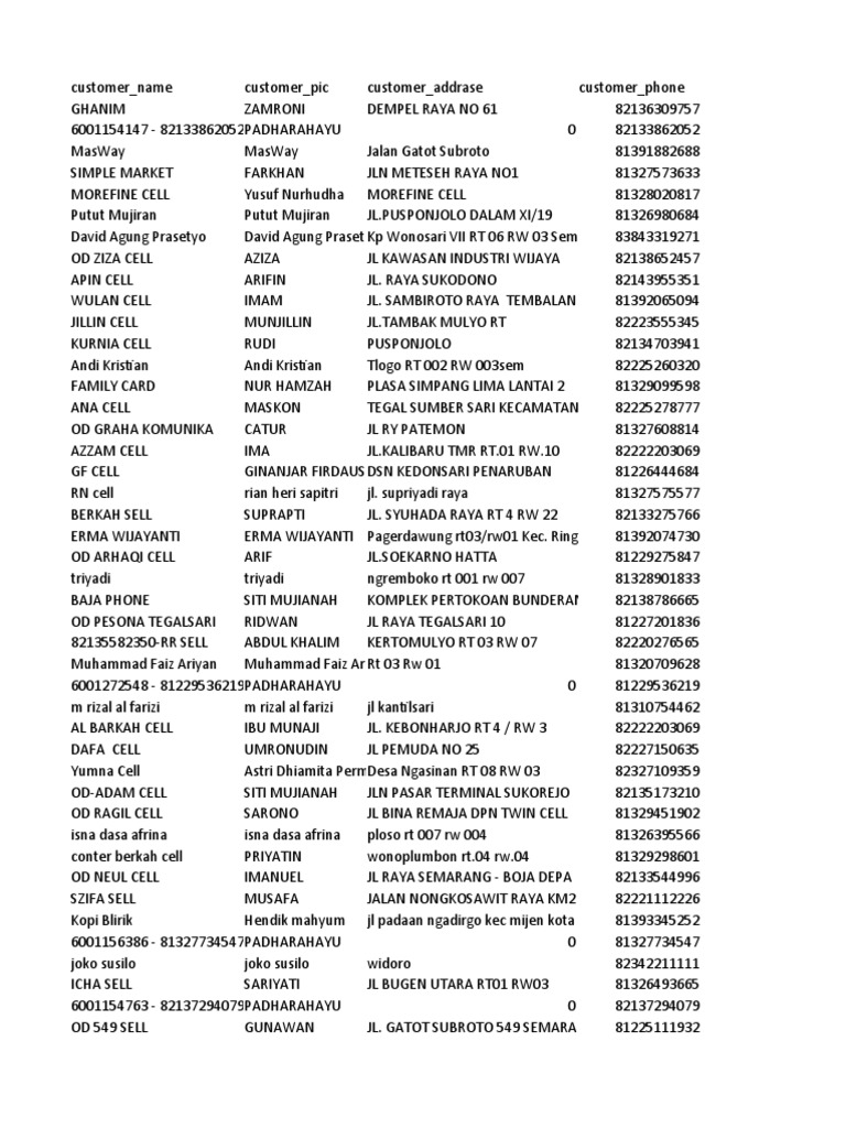 Form Sales Master RS Master Customer | PDF