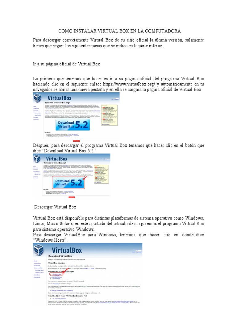 Como Instalar Virtual Box | PDF | Windows 10 | Microsoft Windows