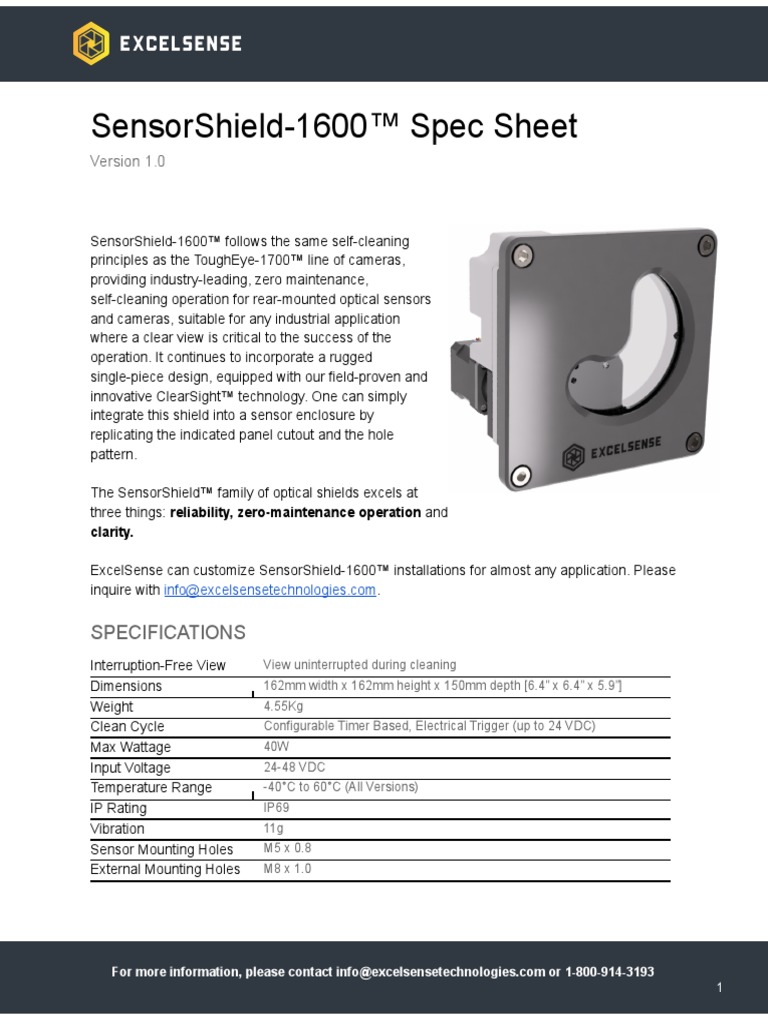 SensorShield-1600 - Specification Sheet | PDF | Sensor | Electrical ...