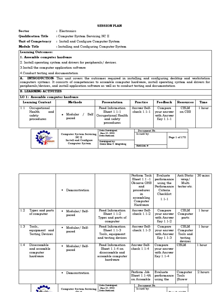 Session Plan Css Corrected Download Free Pdf Operating System Device Driver 