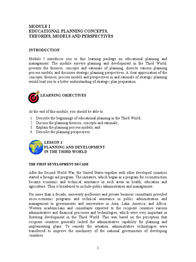 Educational Planning Module - 1 | PDF | Strategic Planning | Swot Analysis