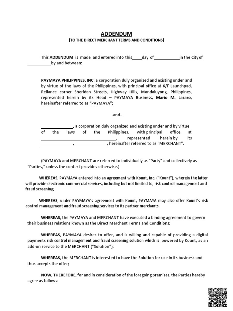 Fraud Addendum (Kount) CCN-2021-P-001638 (QR Coded) | PDF | Computer Security | Security