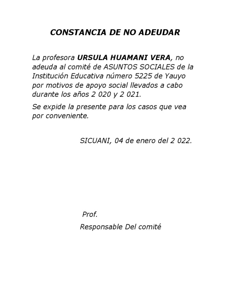 Constancia de No Deudor | PDF