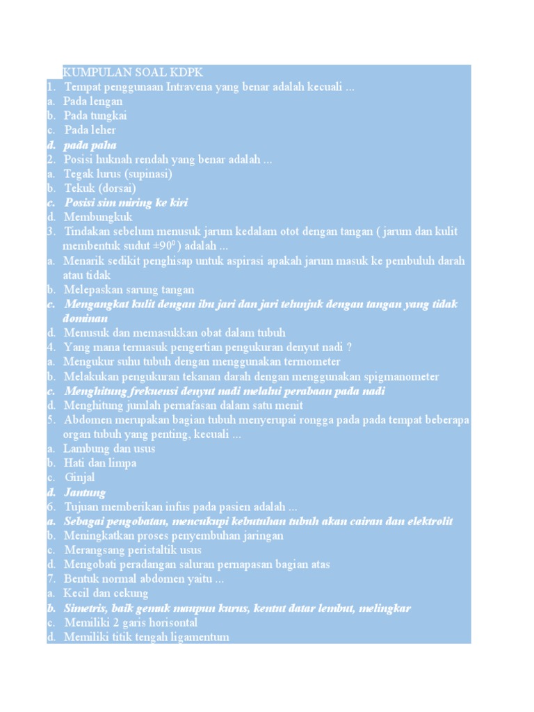 Kumpulan Soal KDPK Medis | PDF