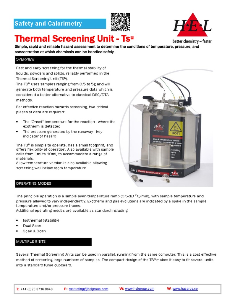 TSu Thermal Screening Unit For Explosion Hazards Liquids and Powders ...