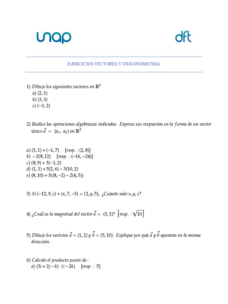 Guía de Ejercicios Sobre Vectores | PDF | Triángulo | Vector Euclidiano