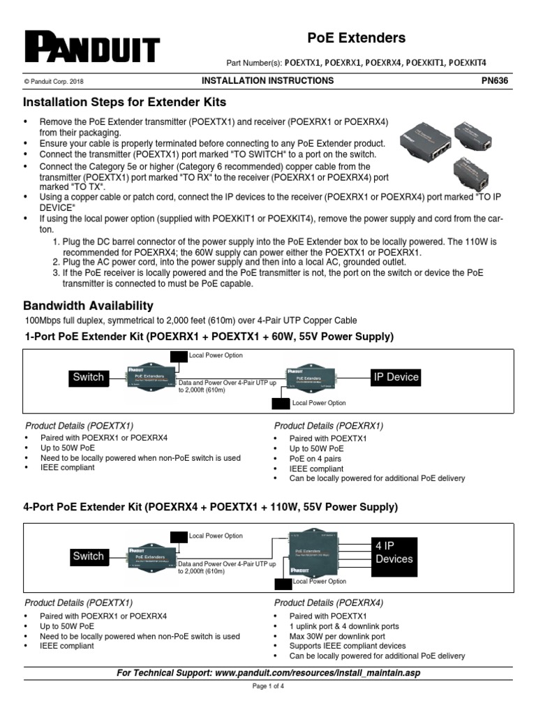 PoE Extenders Installation Instructions | PDF | Physical Layer ... PoE Extenders Installation Instructions | PDF | Physical Layer ...