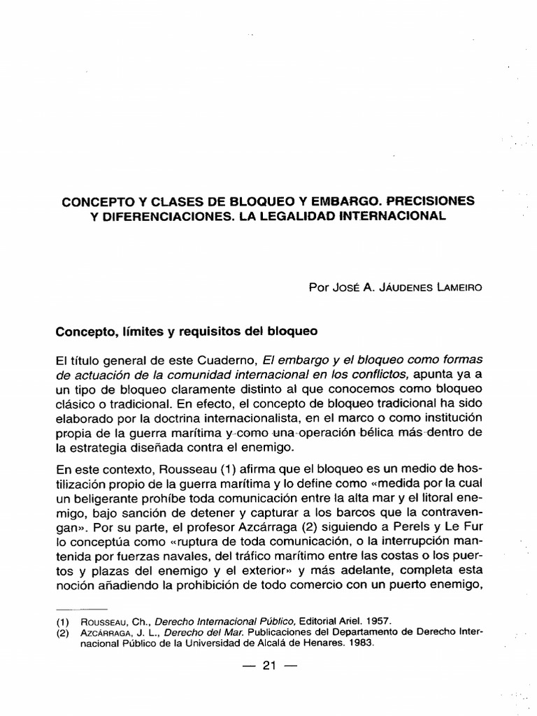 Concepto Y Clases de Bloqueo Y Embargo. Precisiones Y Diferenciaciones ...