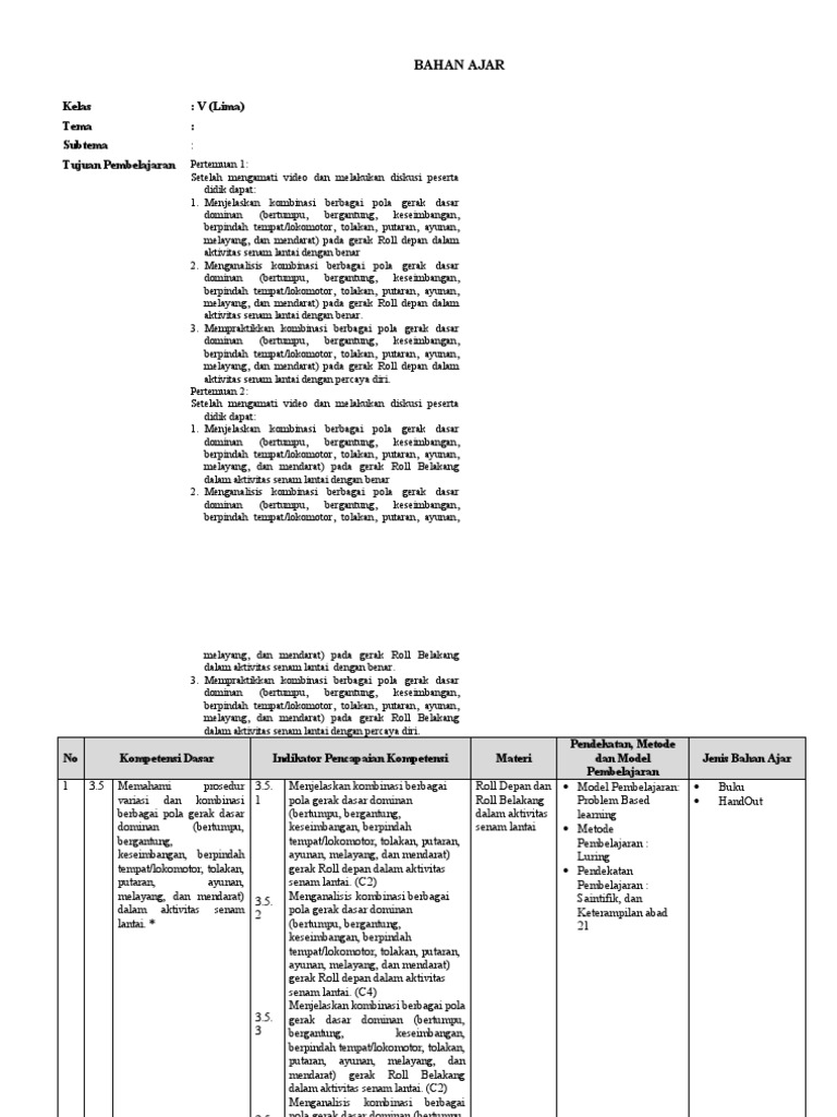 Bahan Ajar Roll Depan Dan Roll Belakang | PDF