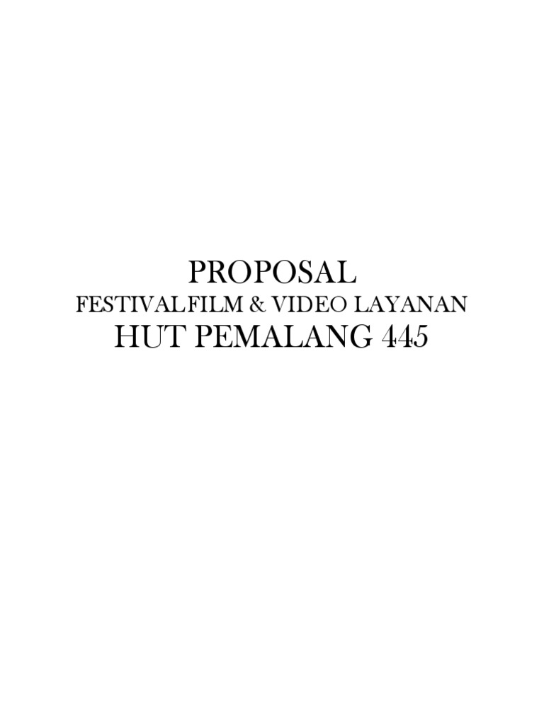 Proposal Festival Film Hut Pemalang 445 | PDF