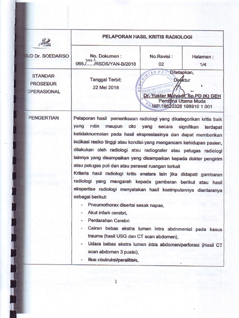 Pelaporan Hasil Kritis Radiologi | PDF