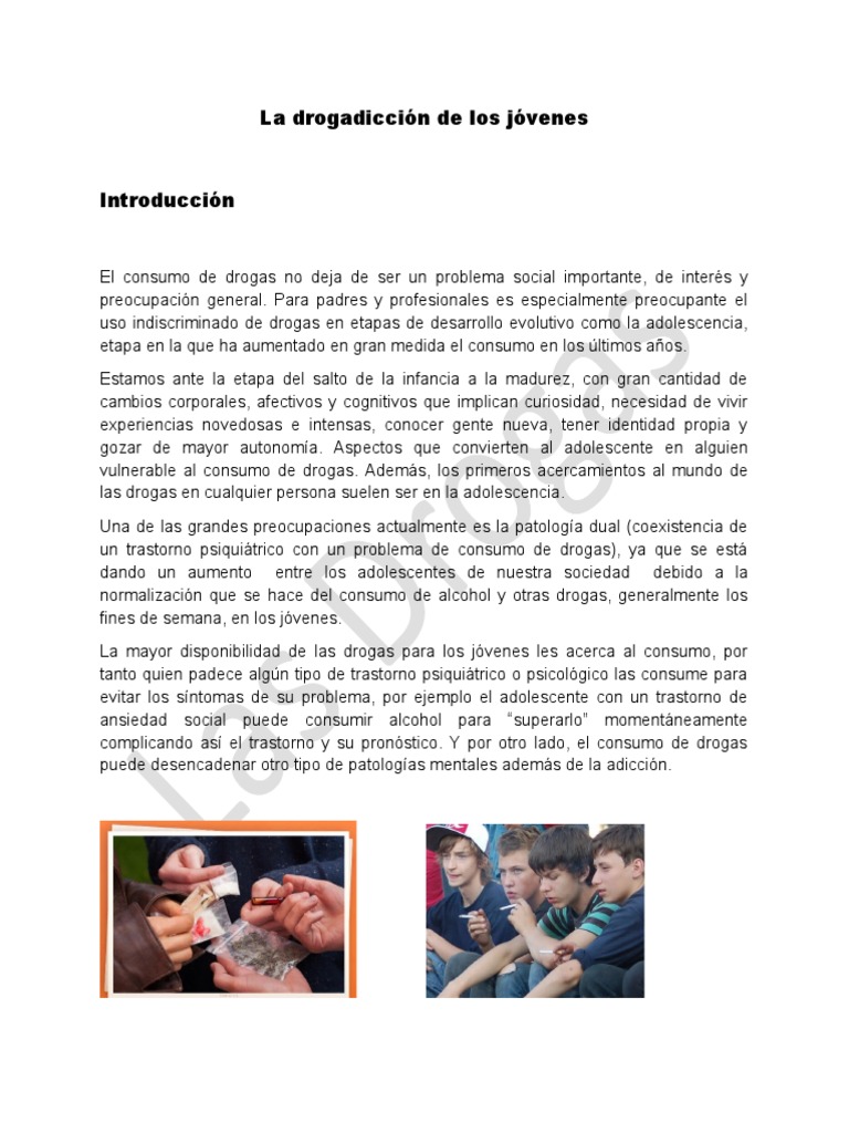 La Drogadicción de Los Jóvenes. | PDF | La dependencia de sustancias | Adolescencia