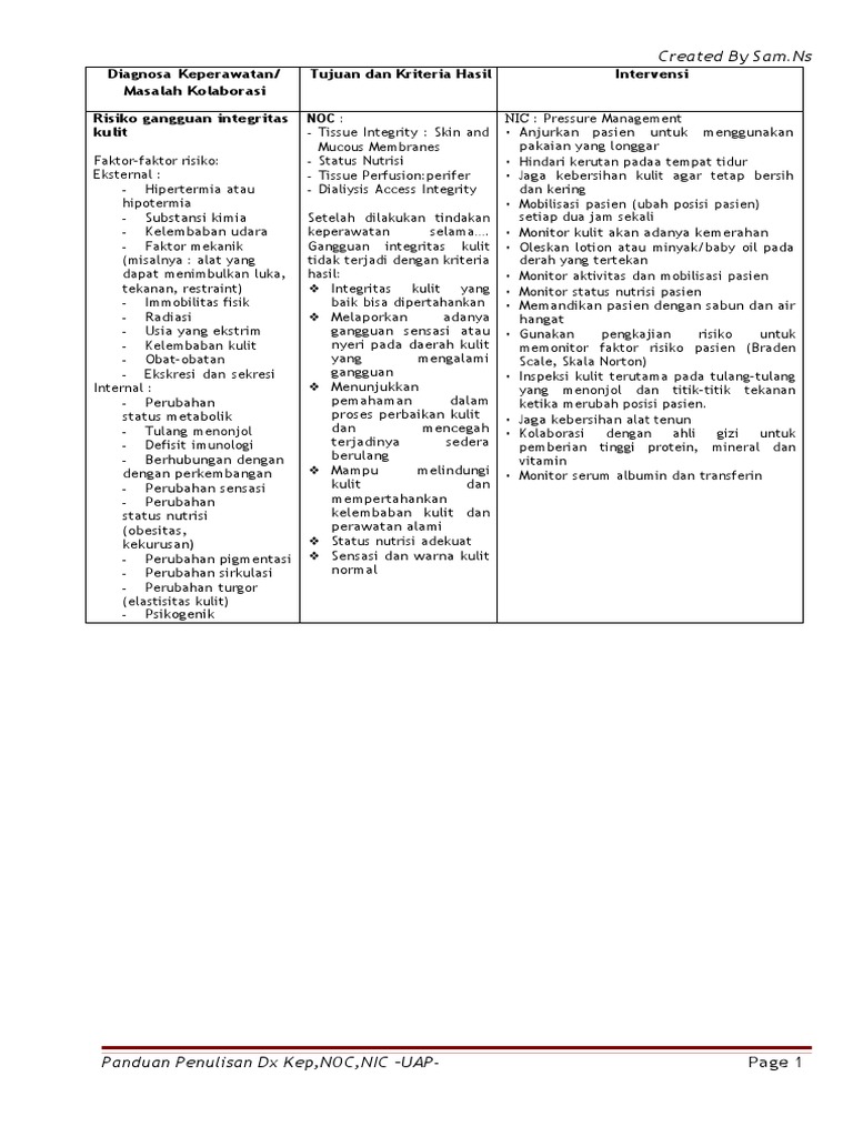 NANDA 21. Risiko Kerusakan Integritas Kulit | PDF