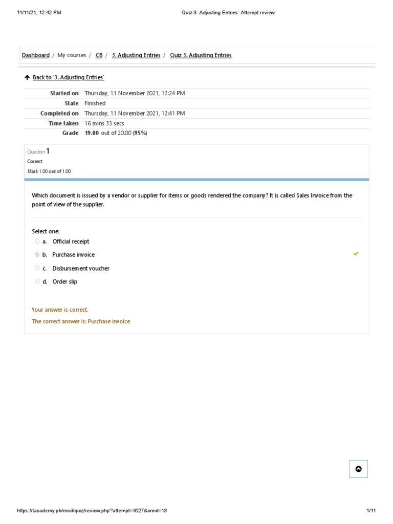 Quiz 3. (2) Adjusting Entries - Attempt Review | PDF | Debits And ... Quiz 3. (2) Adjusting Entries - Attempt Review | PDF | Debits And ...
