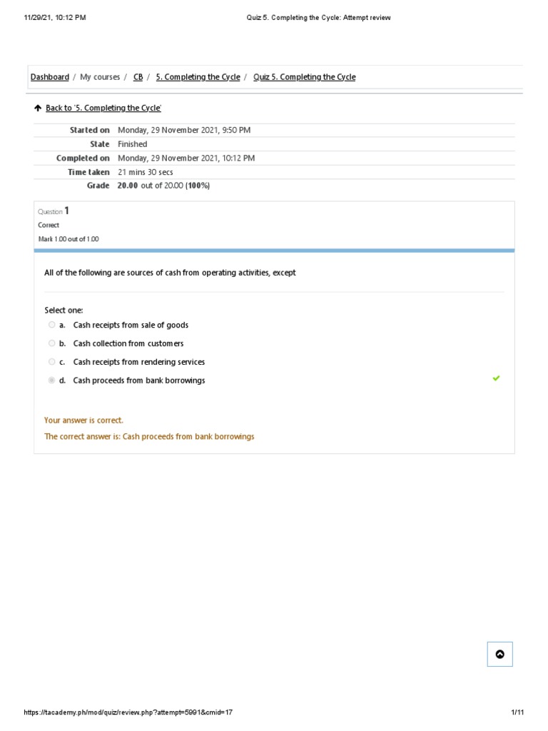 Quiz 5. Completing The Cycle - Attempt Review | PDF | Debits And ...