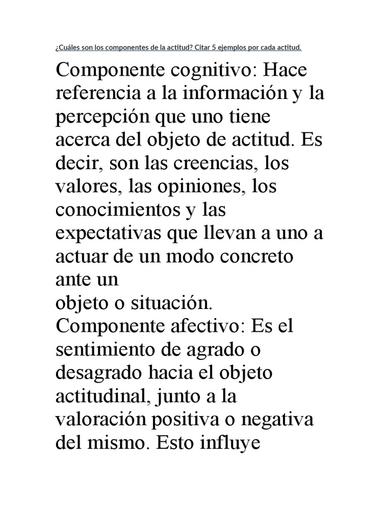 Cuáles Son Los Componentes de La Actitud | PDF | Actitud (psicología ...