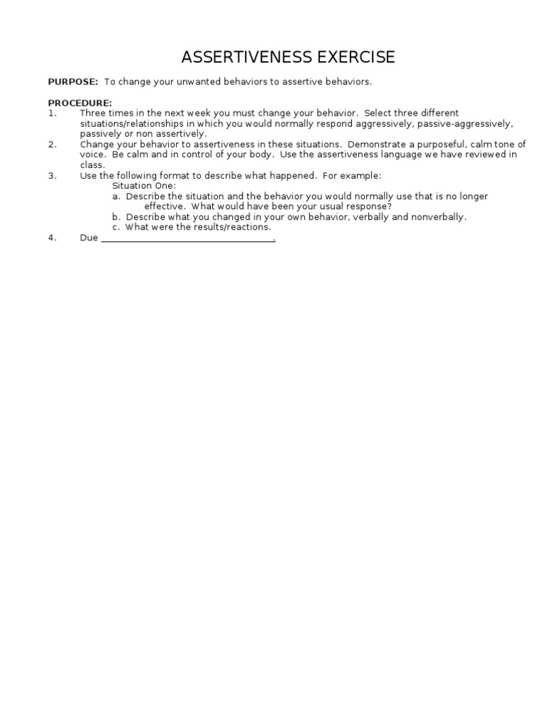 Assertiveness Training Exercise Guide | PDF