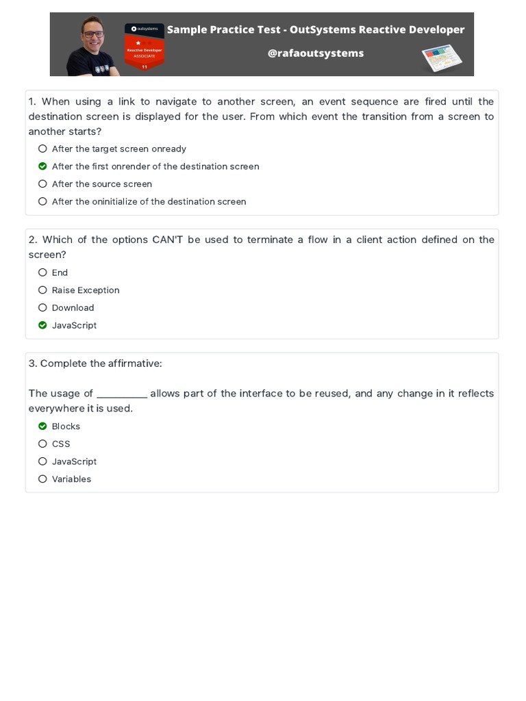 OutSystems Reactive Certification - Sample Practice Test | PDF ...