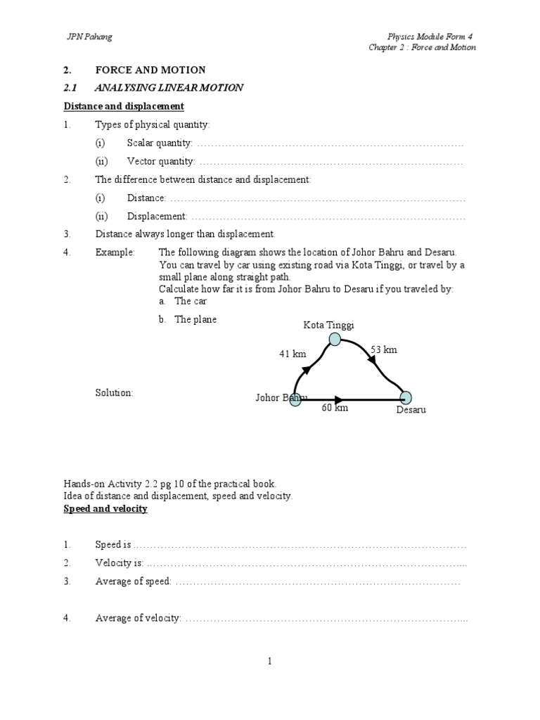 Chapter 2 Force &motion (Student) | PDF | Gravity | Acceleration