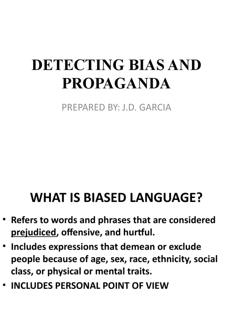 Detecting Bias and Propaganda1 | PDF | Propaganda | Bias
