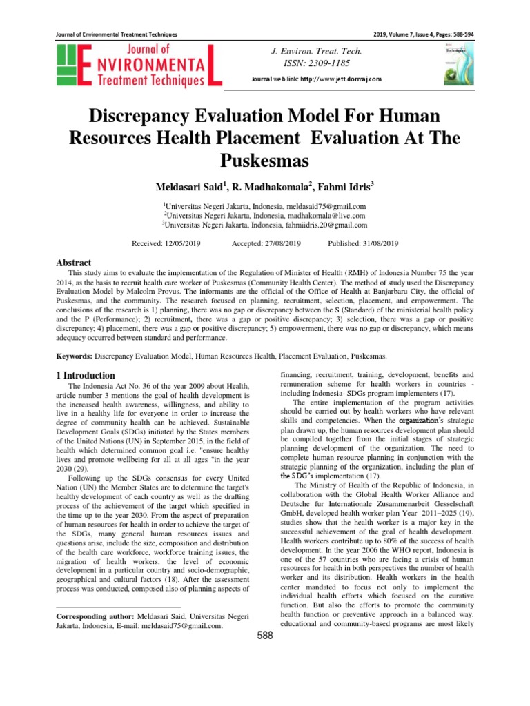 Discrepancy Model for HR Health Evaluation | PDF | Recruitment ...
