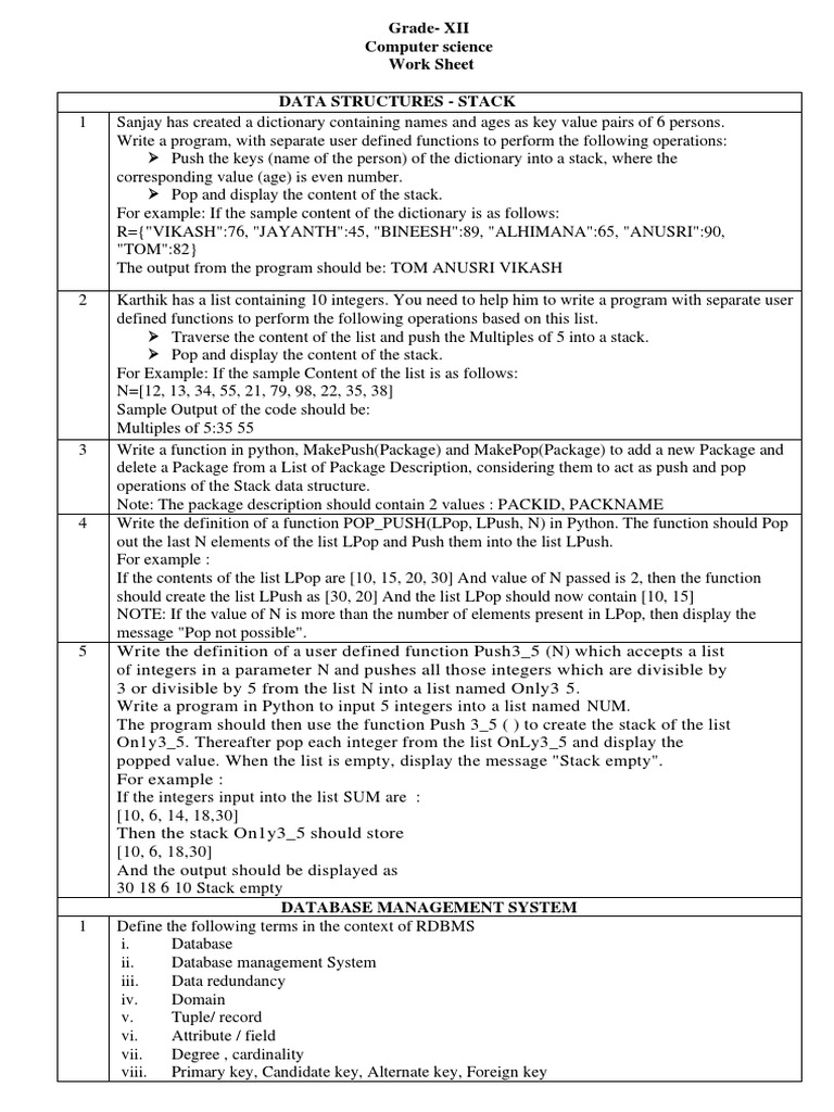 MT3 Worksheet | PDF | Relational Database | Databases