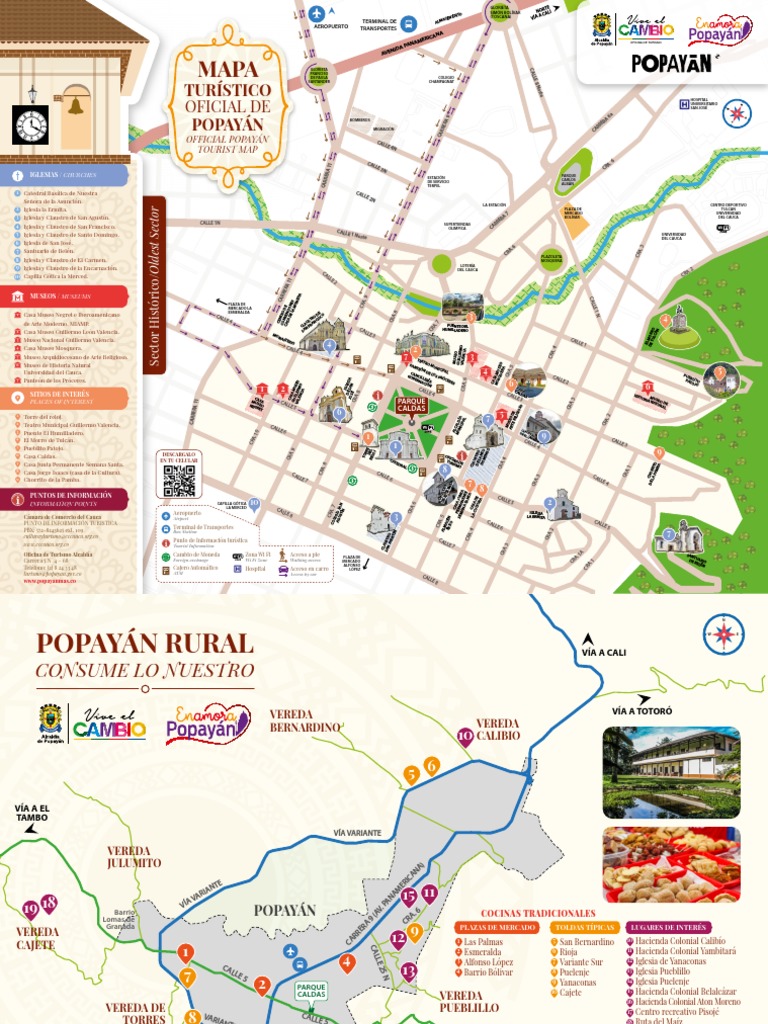 Mapa Turistico Oficial Popayan Version Carta | PDF | Arquitectura cristiana