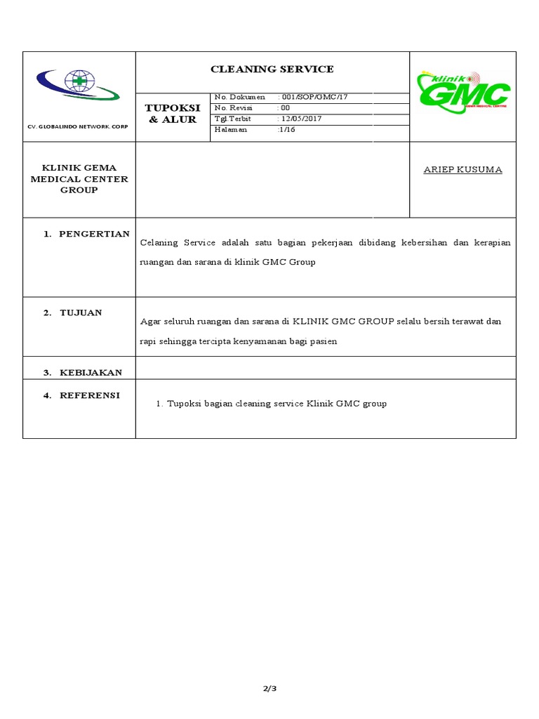 Sop Cleaning Service | PDF