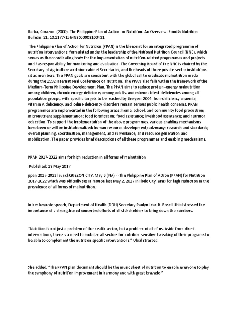 Ppan Reflection | PDF | Malnutrition | Micronutrient