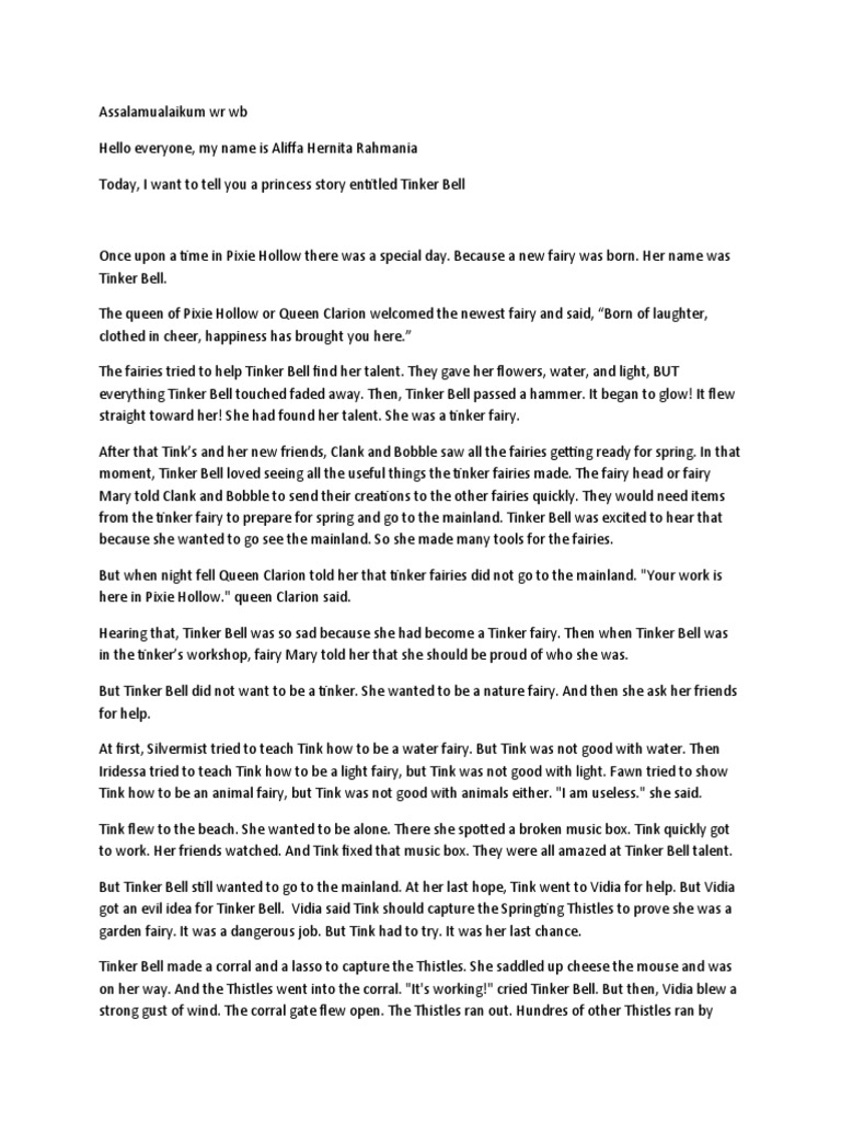 Story Telling Tinker Bell | PDF