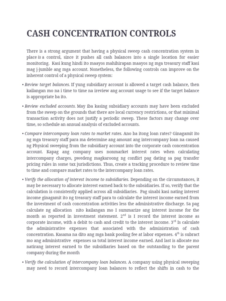 Cash Concentration Controls | PDF | Interest | Economies