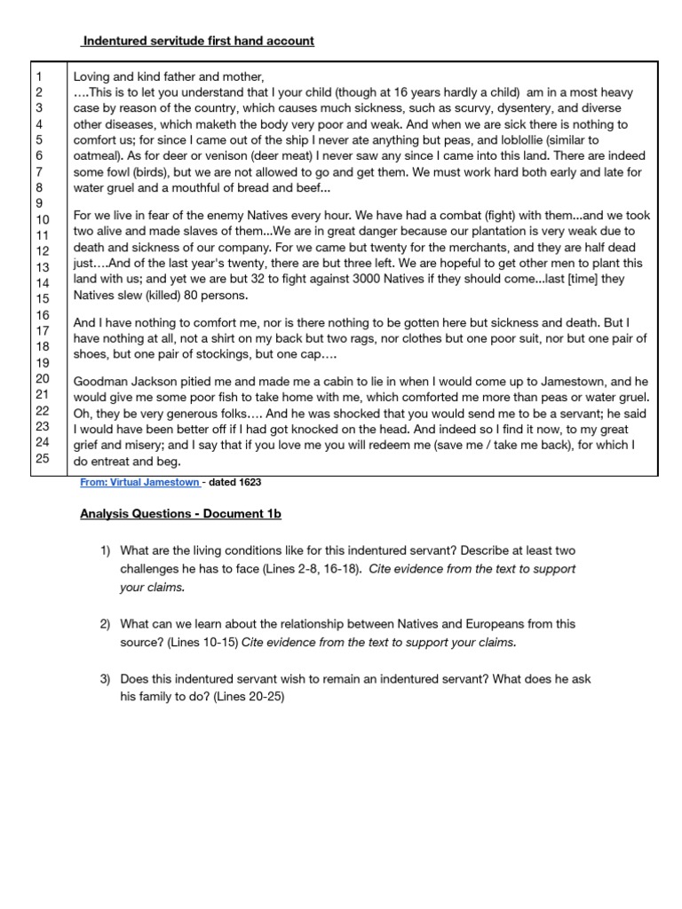 Diary of An Indentured Servant | PDF | Unfree Labour | Slavery