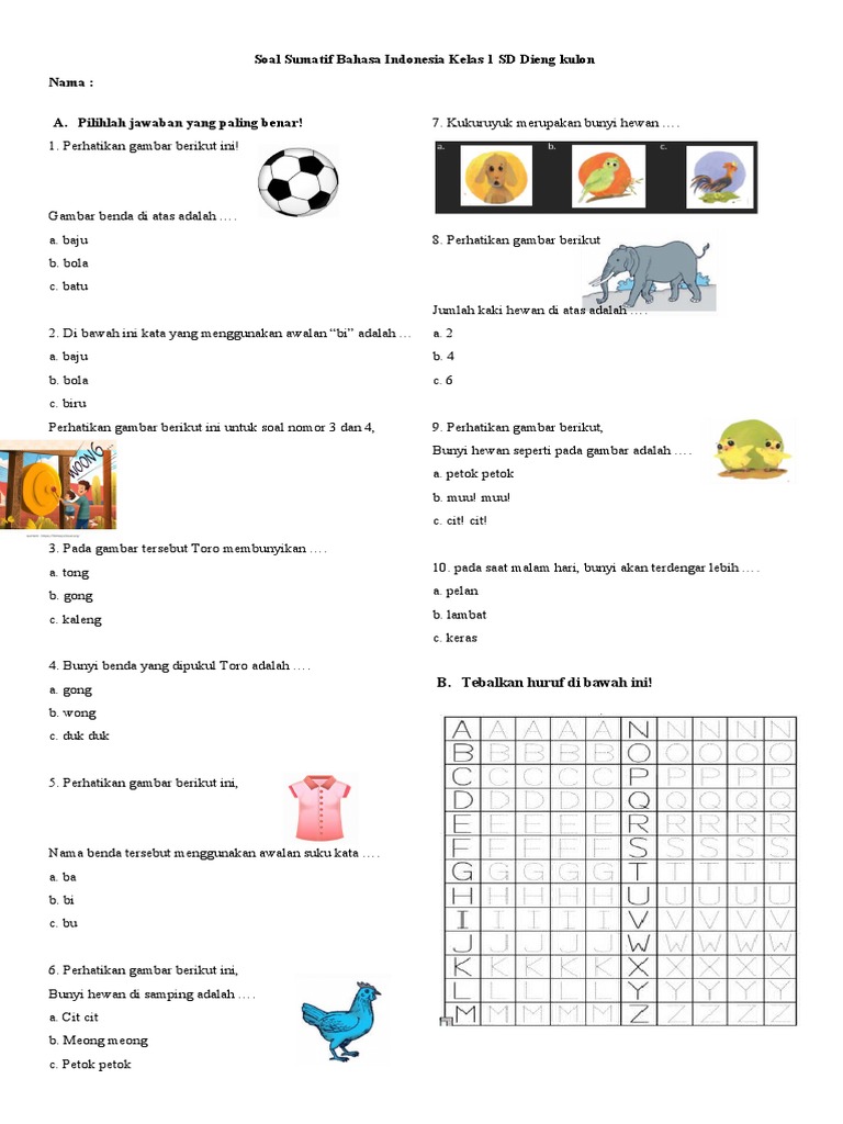 Soal Kelas 1 SD | PDF
