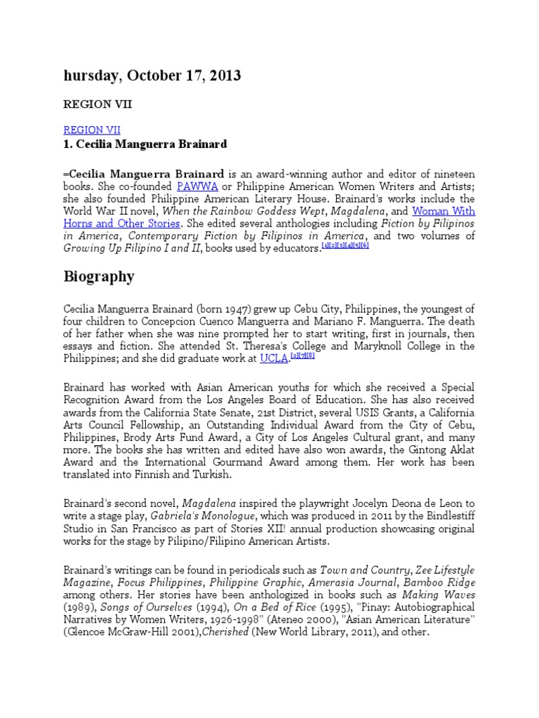 Region 7 Writers | PDF | Philippines