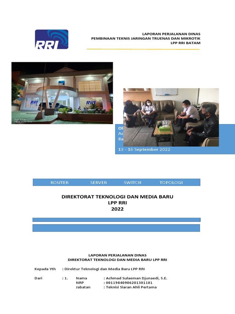 Laporan Perjalanan Dinas Rri Batam | PDF | Komputer