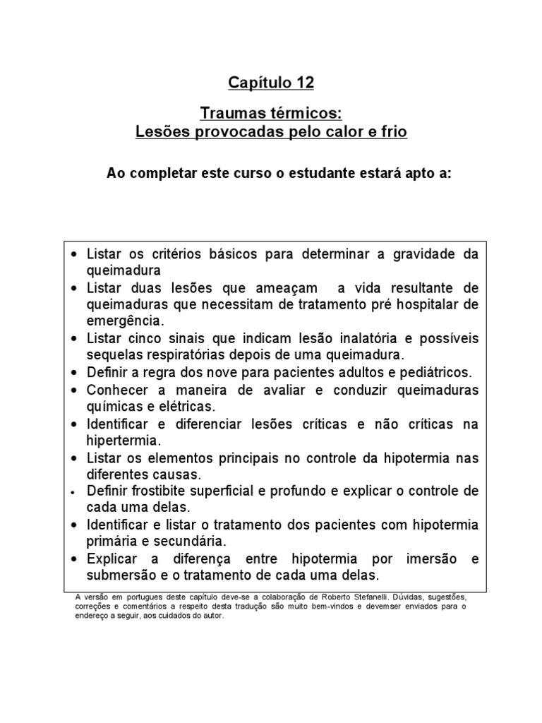 T12 Trauma Térmico | PDF | Queimadura | Choque (circulatório)